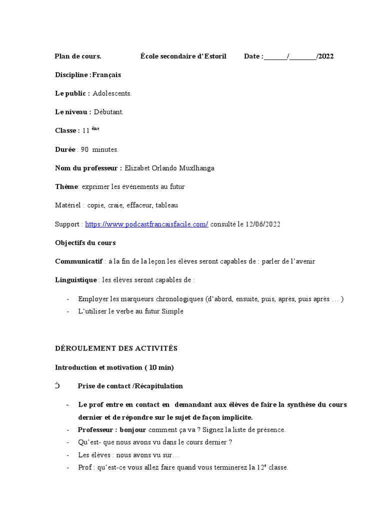 Cours de Français : Futur Simple 2022 | PDF | Verbe | Grammaire