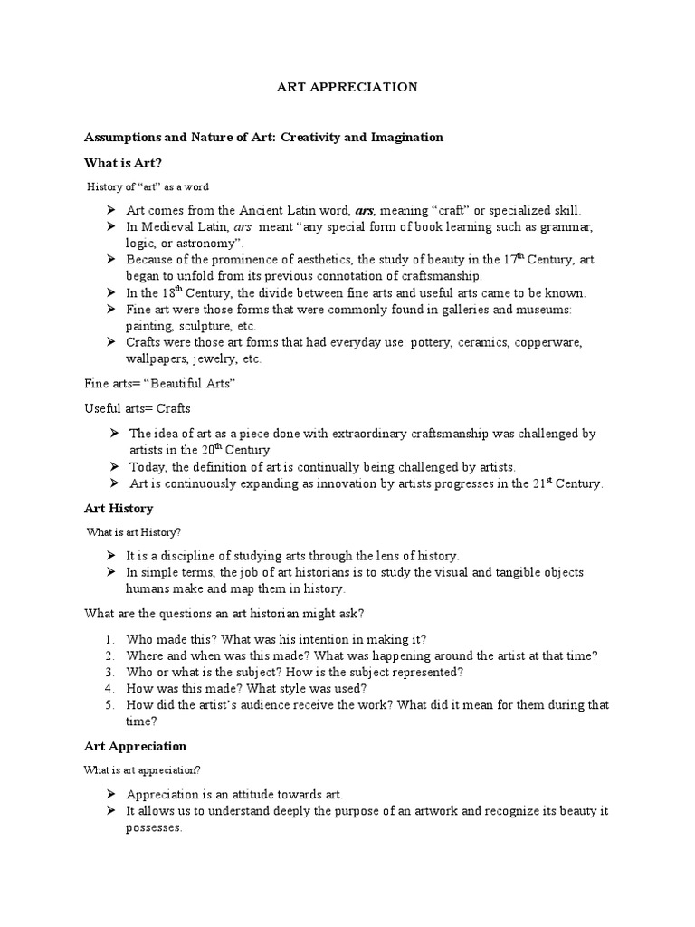 Art Appreciation | PDF | The Arts | Art History