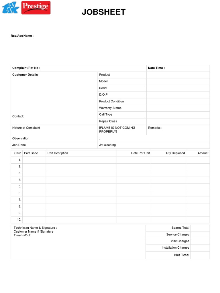 TTK Jobsheet | PDF