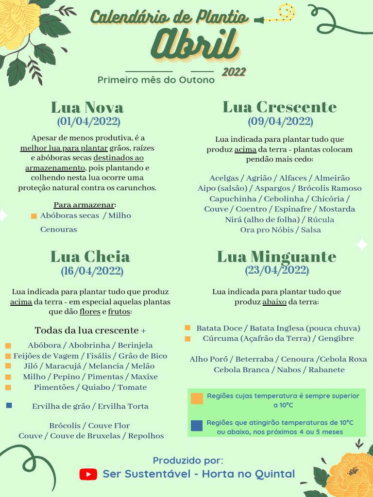 Calendário de Plantio - Abril.2022 | PDF | Brócolis | Plantas