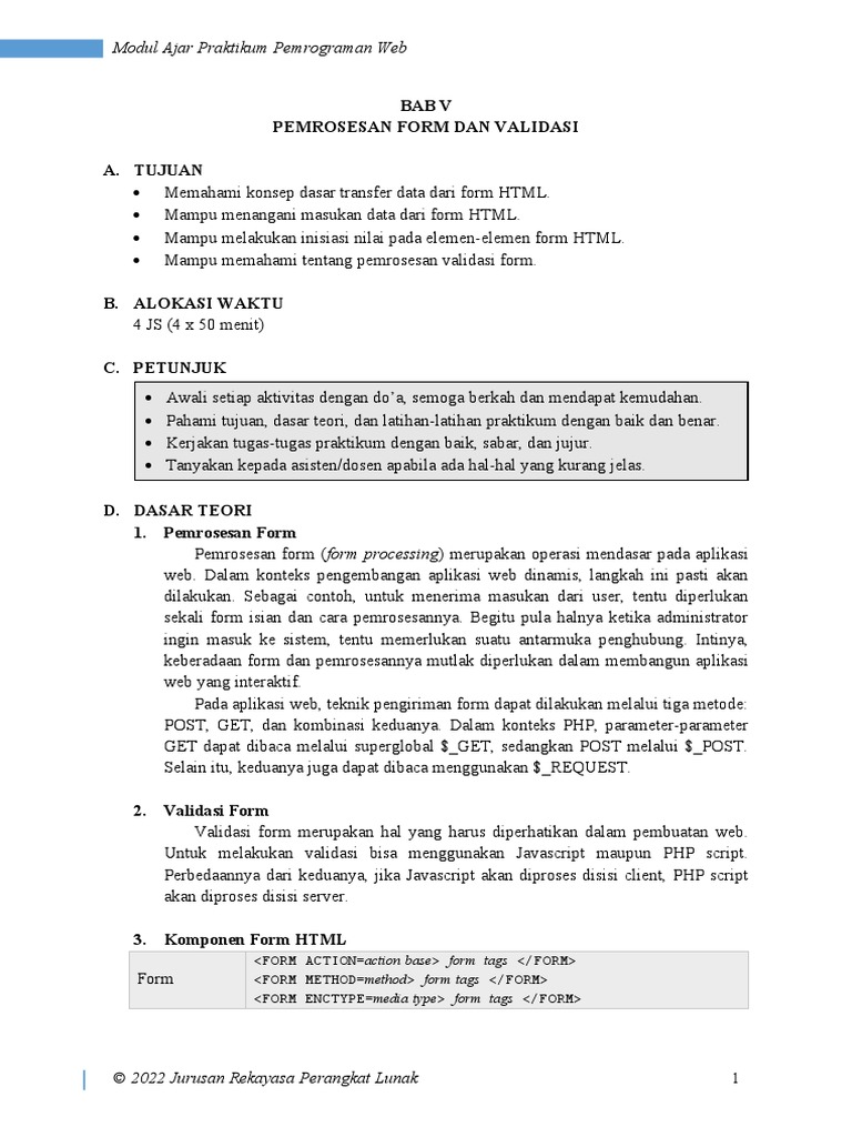 Modul 05 Pemrosesan Form Dan Validasi | PDF