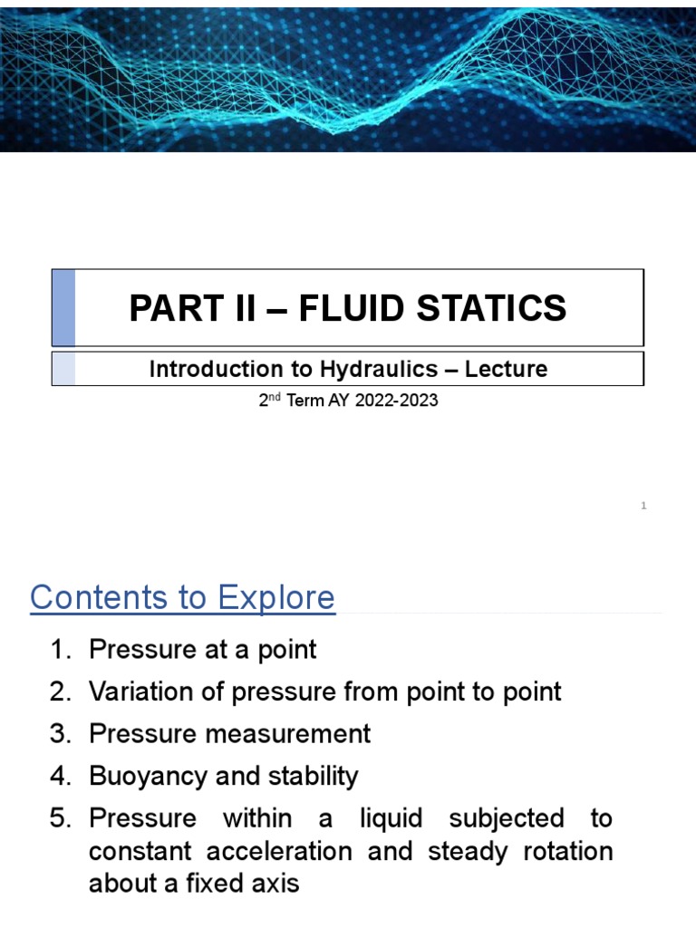 03 CEHYDR40 - Fluid Statics | PDF | Pressure | Pressure Measurement