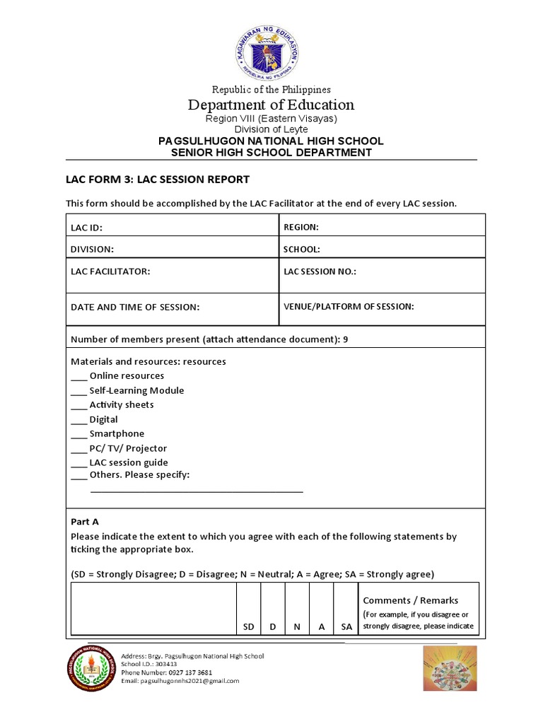 SHS Lac Form 3: Lac Session Report | PDF | Cognition | Learning
