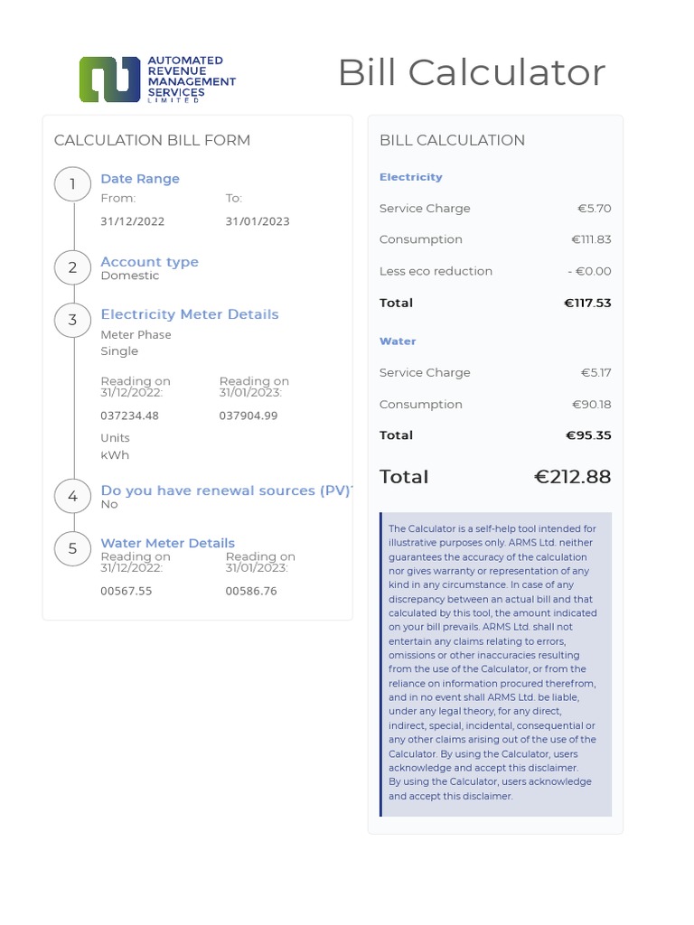 Bill Calculator ARMS Portal For Utilities | PDF | Sustainable Energy ...