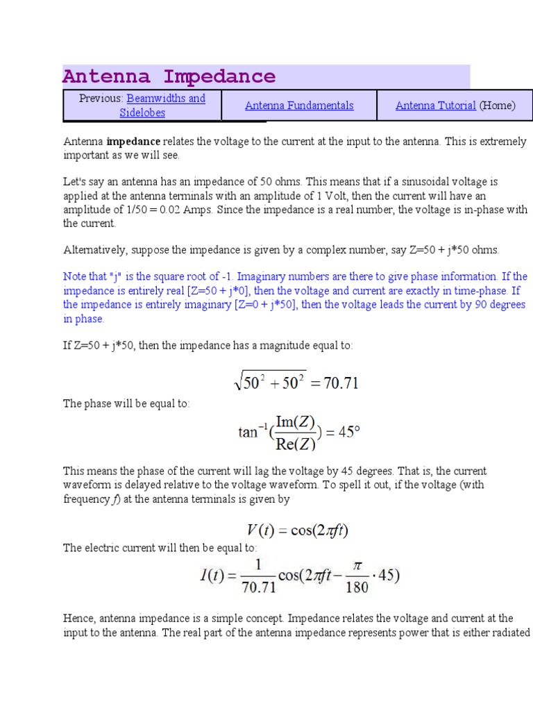 Antenna Impedance | PDF | Antenna (Radio) | Electrical Impedance