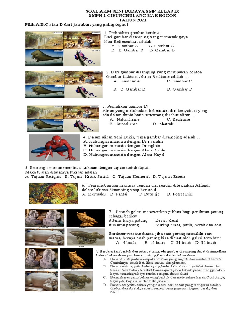 Contoh Soal Akm Seni Budaya Kls 9 PG | PDF | Seni