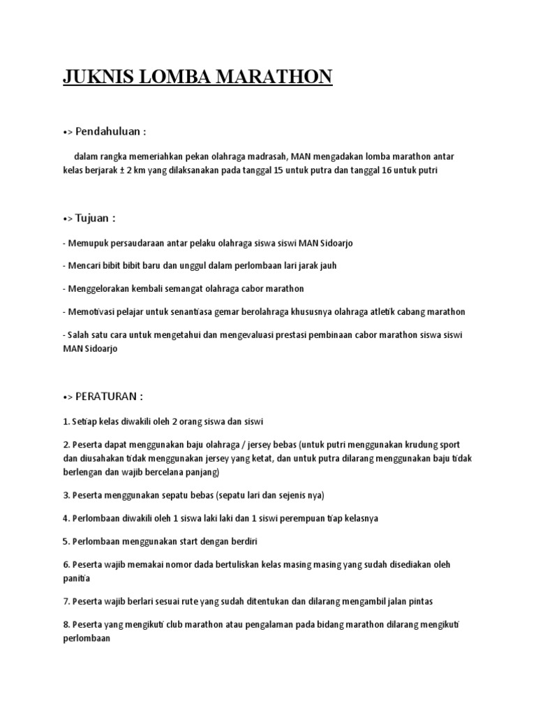 Juknis Lomba Maraton | PDF