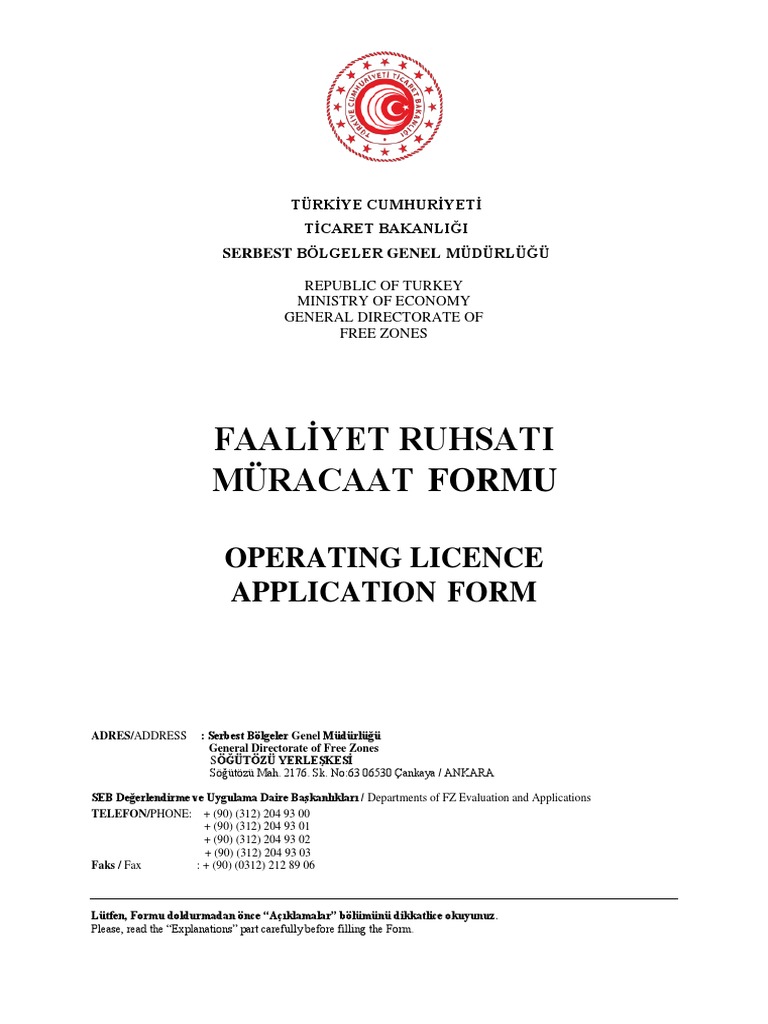 Faaliyet Ruhsati Muracaat Formu-2021 | PDF