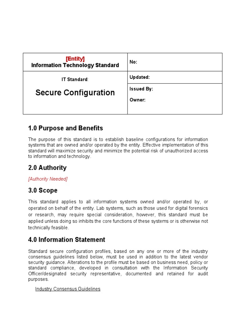 Secure Configuration Standards Document | PDF | Computer Security ...