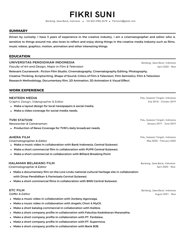 Adrian Muhammad Fikri Suni CV | PDF | Video | Communication