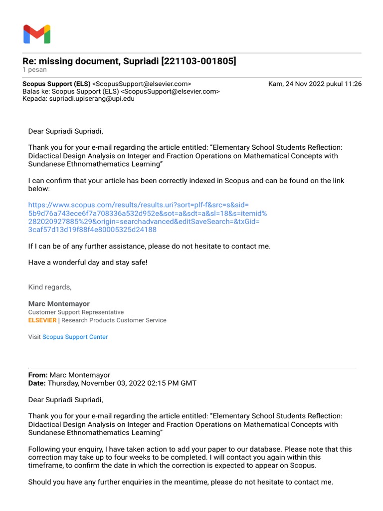 Gmail - Re - Missing Document, Supriadi (221103-001805) | PDF | Justice | Crime & Violence