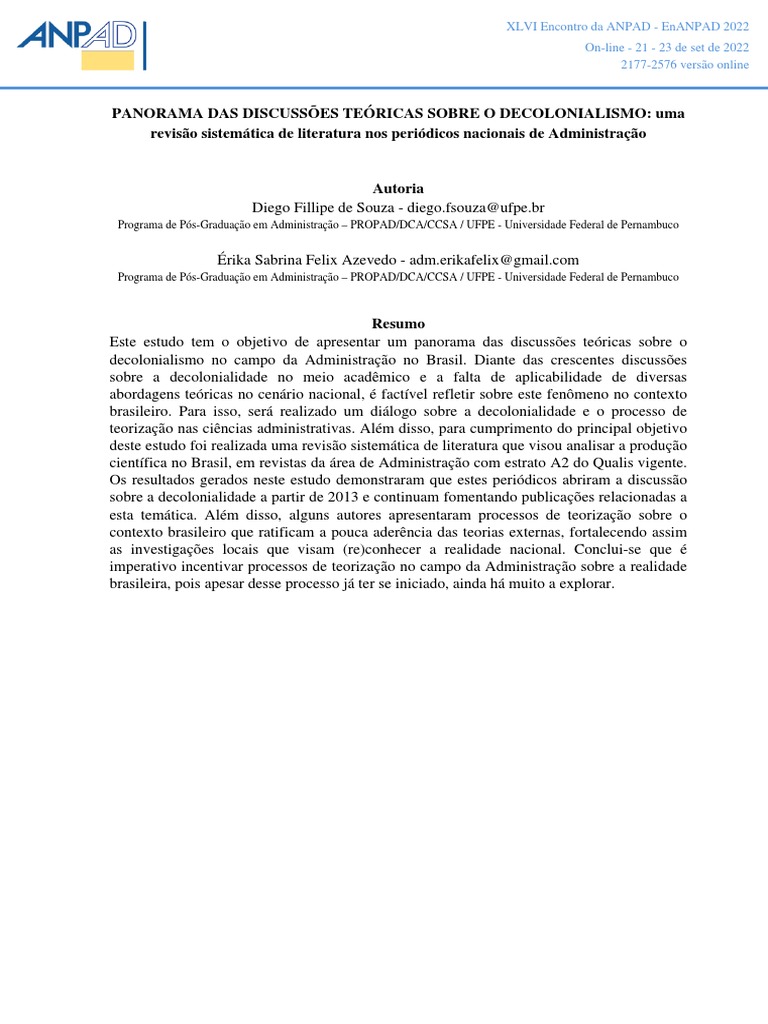 Panorama Das Discussões Teóricas Sobre o Decolonialismo | PDF | Science ...