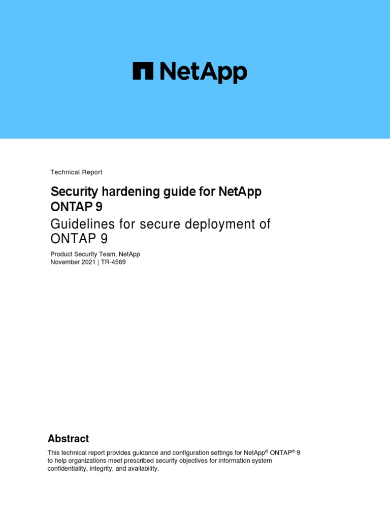 Security Hardening Guide For NetApp ONTAP 9 | PDF | Password | Secure Shell