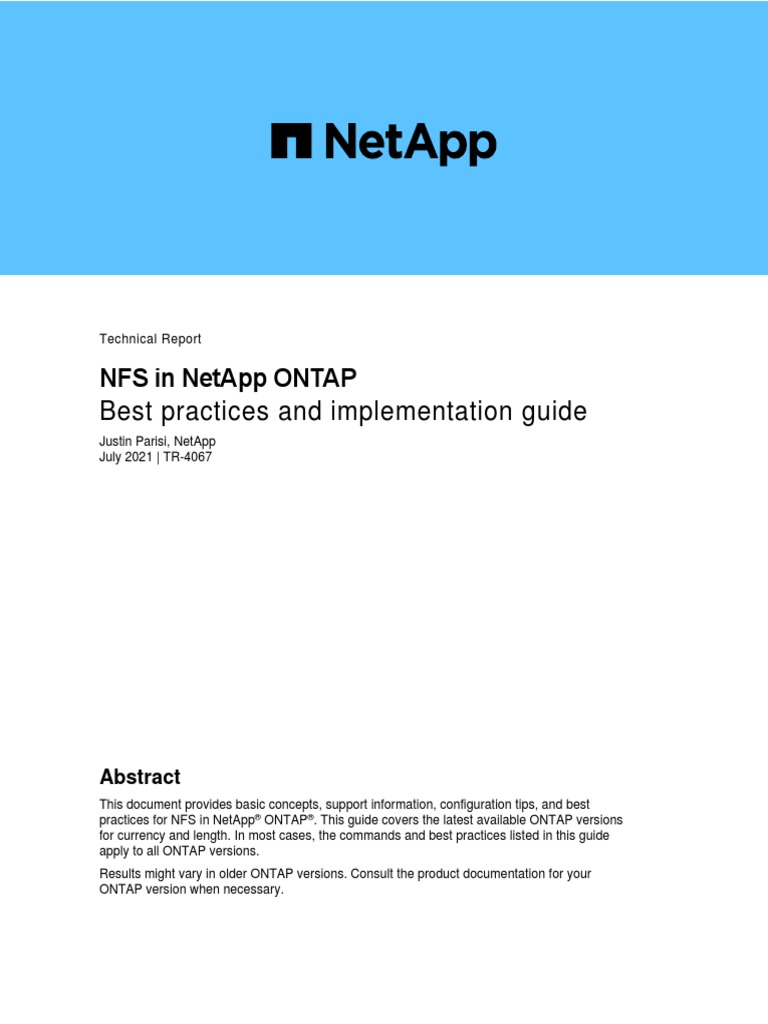 NFS in NetApp ONTAP Best Practices | PDF | Computer Data | Information Technology
