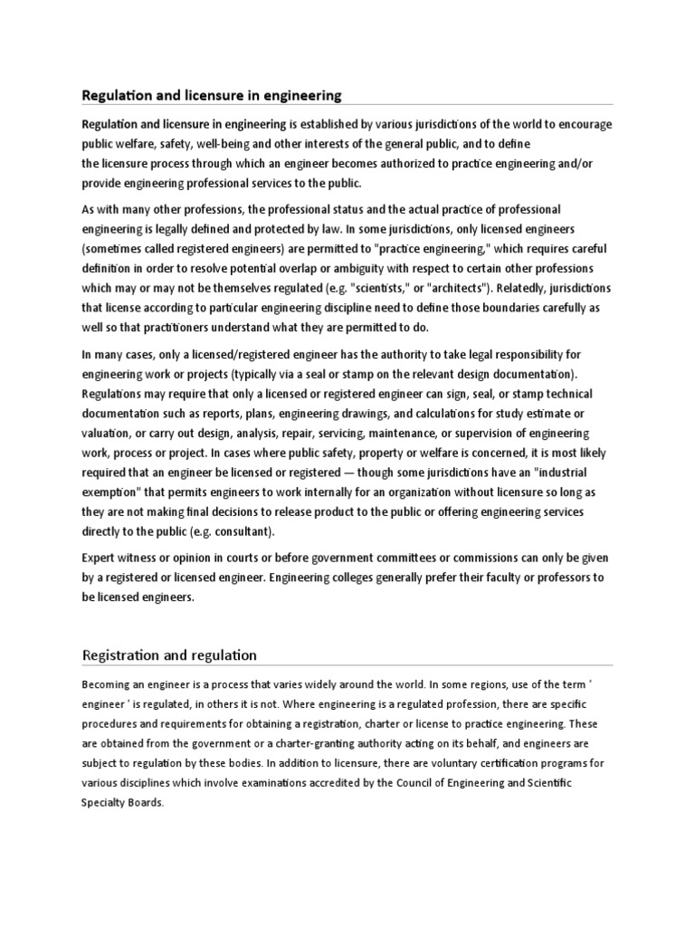 Regulation and Licensure in Engineering | PDF | Engineer | Academic Degree