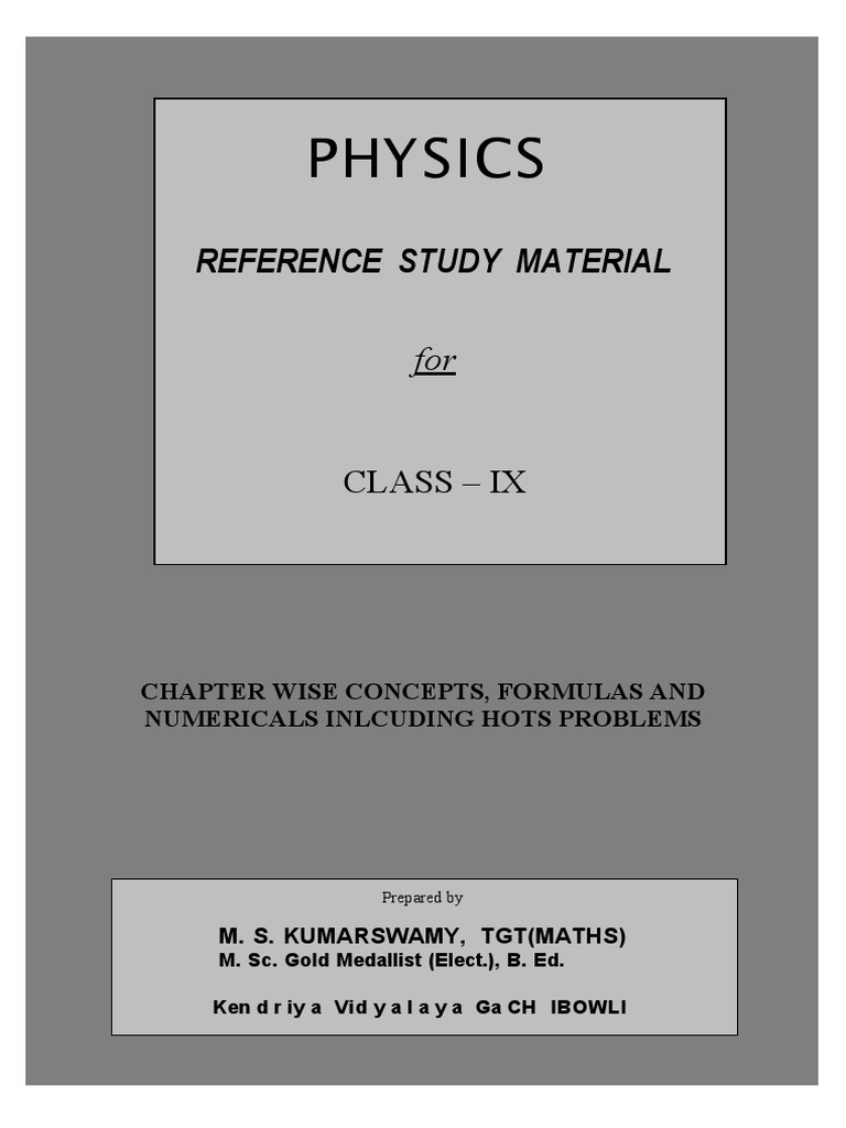 Physics Class Ix Reference Study Material | PDF | Acceleration | Speed