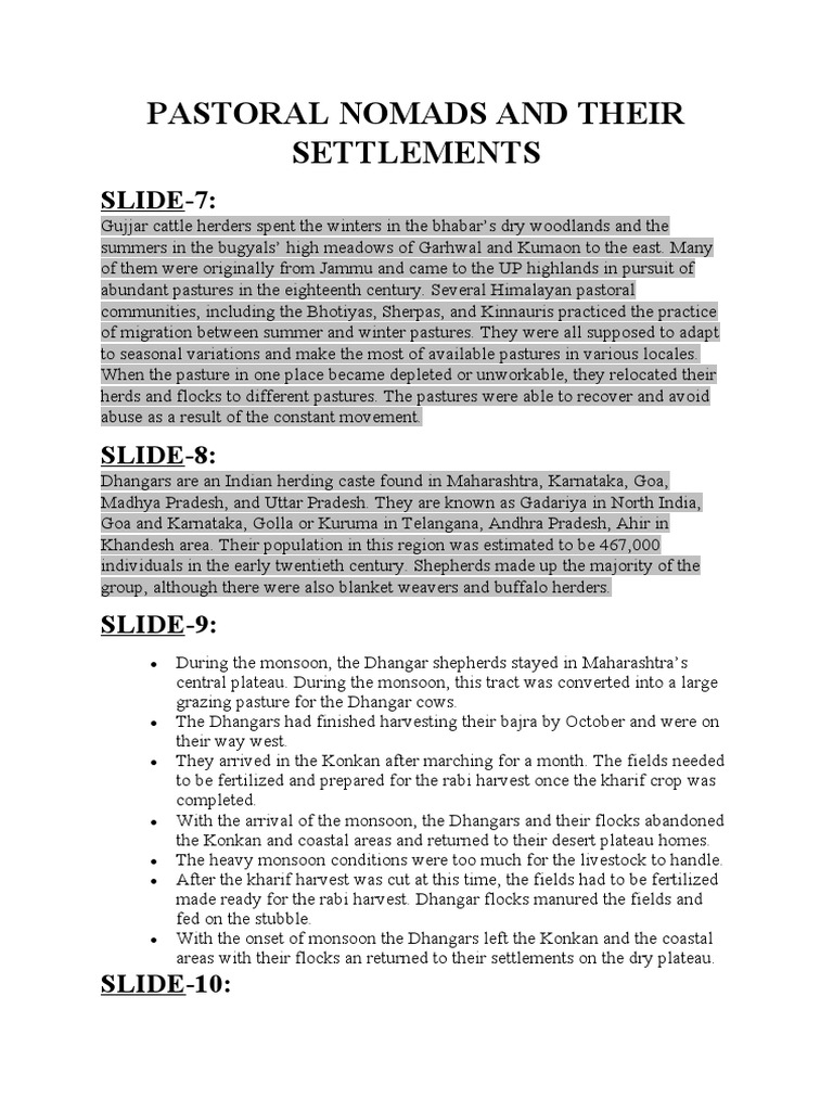 Pastoral Nomads and Their Settlements | Download Free PDF | Pastoralism ...