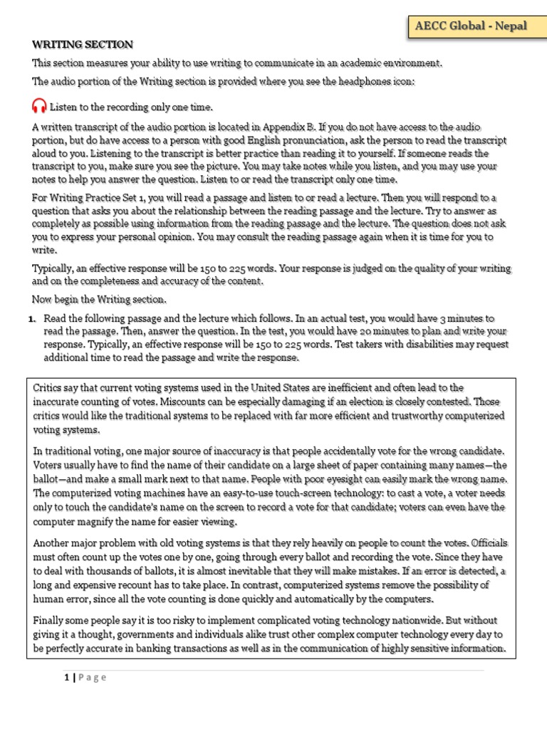 TOEFL Writing - Integrated & Independent | PDF | Human Communication ...