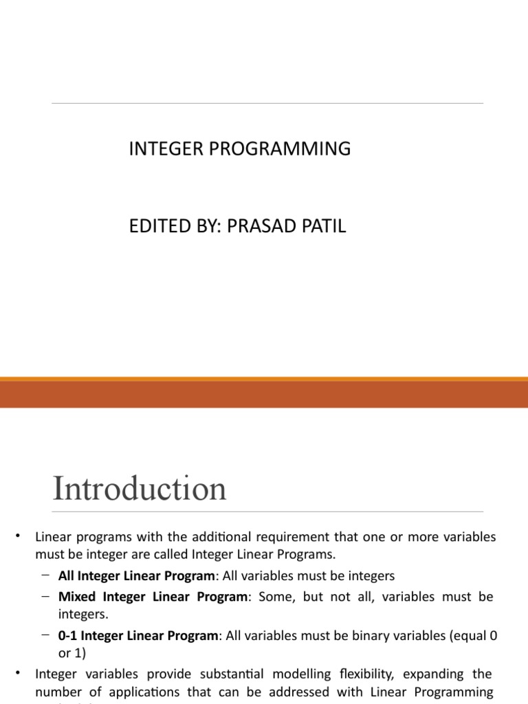 Integer Models | PDF Integer Models | PDF