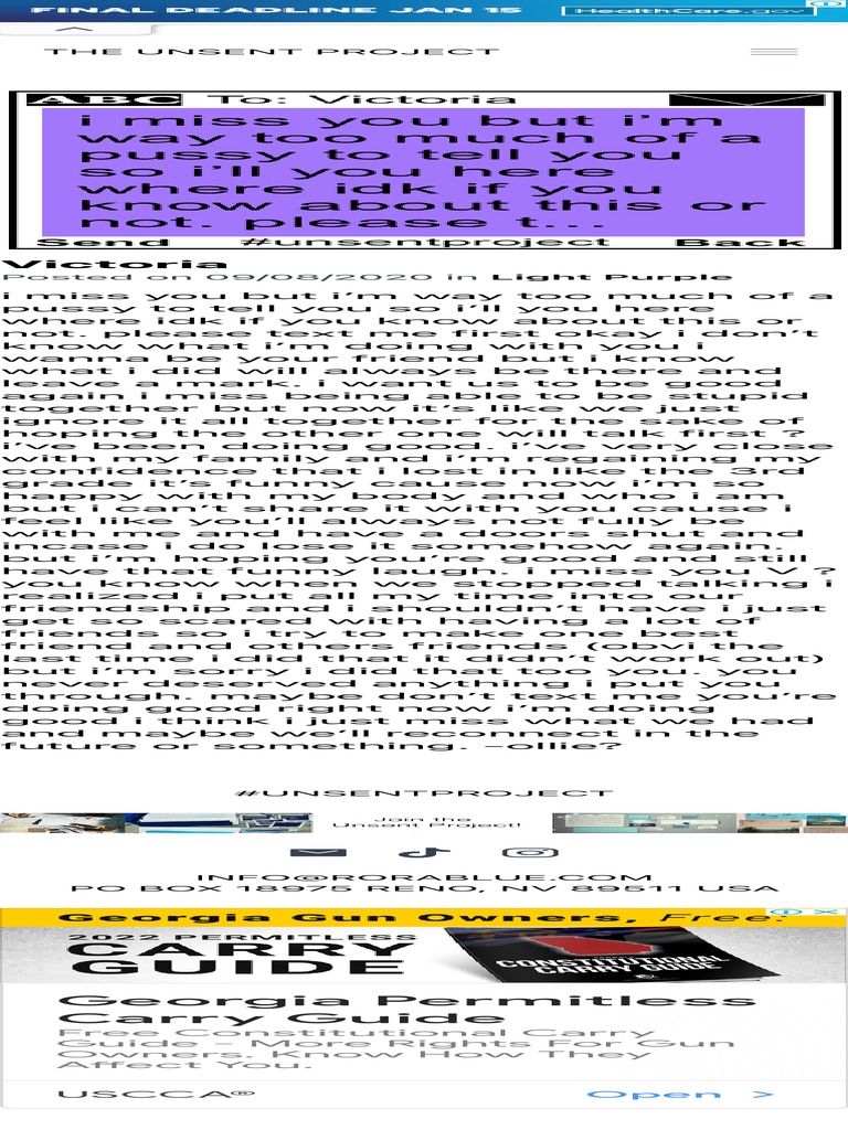 Unsent Text Message To Victoria - Submission 1005756 - The Unsent ...