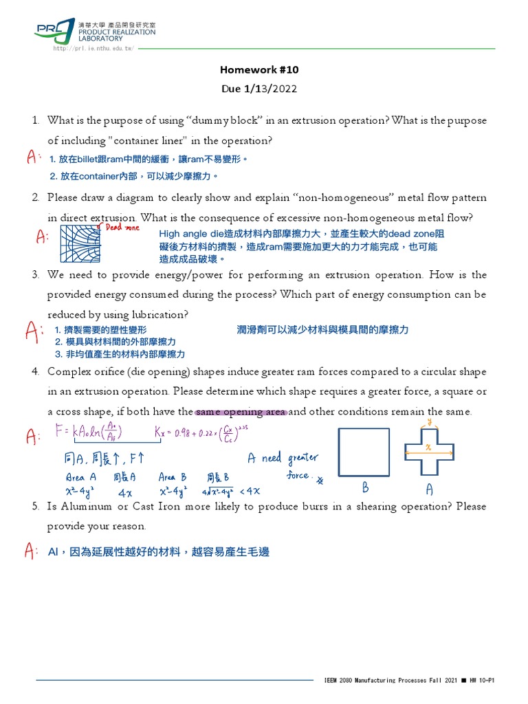 HW10 109034017 陳品璇 | PDF | Extrusion | Building Materials
