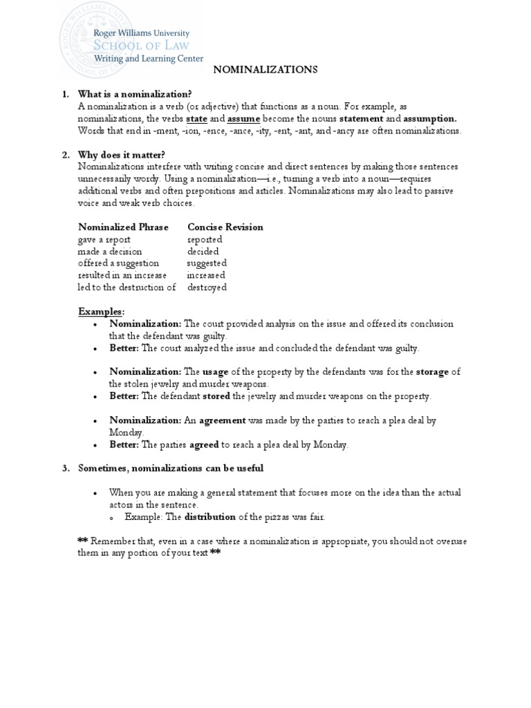 Nominalizations Handout - With Logo | PDF