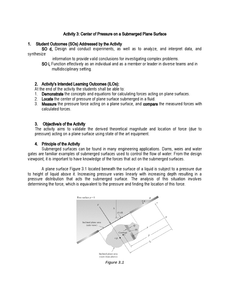 Laboratory Experiment 3 | PDF | Pressure | Force