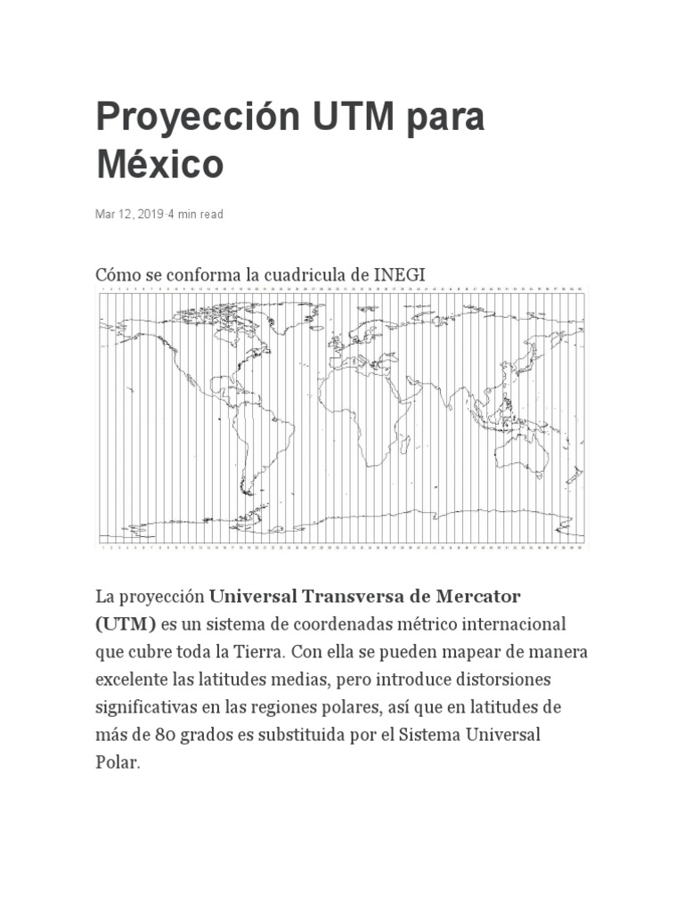 Proyección UTM en México: Guía INEGI | PDF | Geodesia | Metrología
