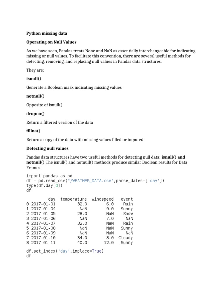 Unit 5 Handling Missing Data 1 1 Pdf Boolean Data Type Computing 1964