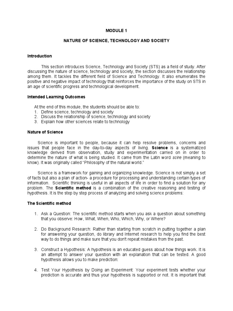 Module 1-2 STS | PDF | Science | Hypothesis Module 1-2 STS | PDF | Science | Hypothesis