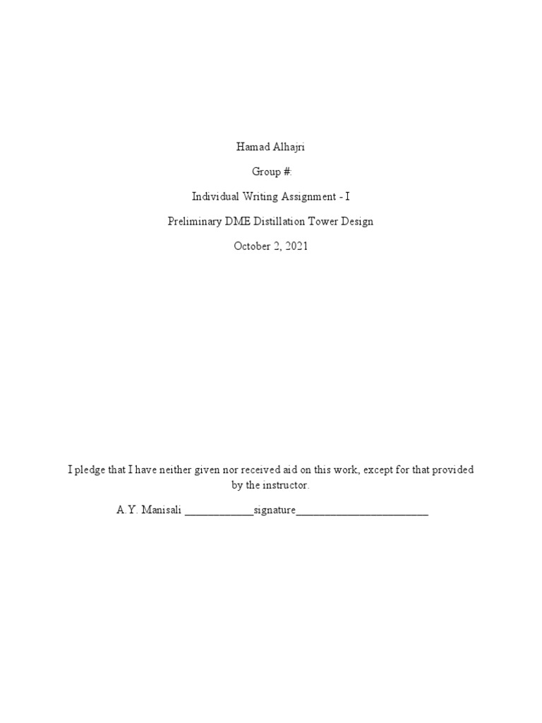 CHE 482 Individual Writing Assignment Hamad Alhajri | PDF | Heat ...