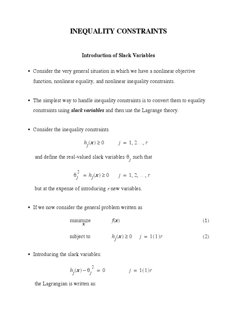 Inequality Constraints Introduced | PDF | Mathematical Optimization | Mathematics