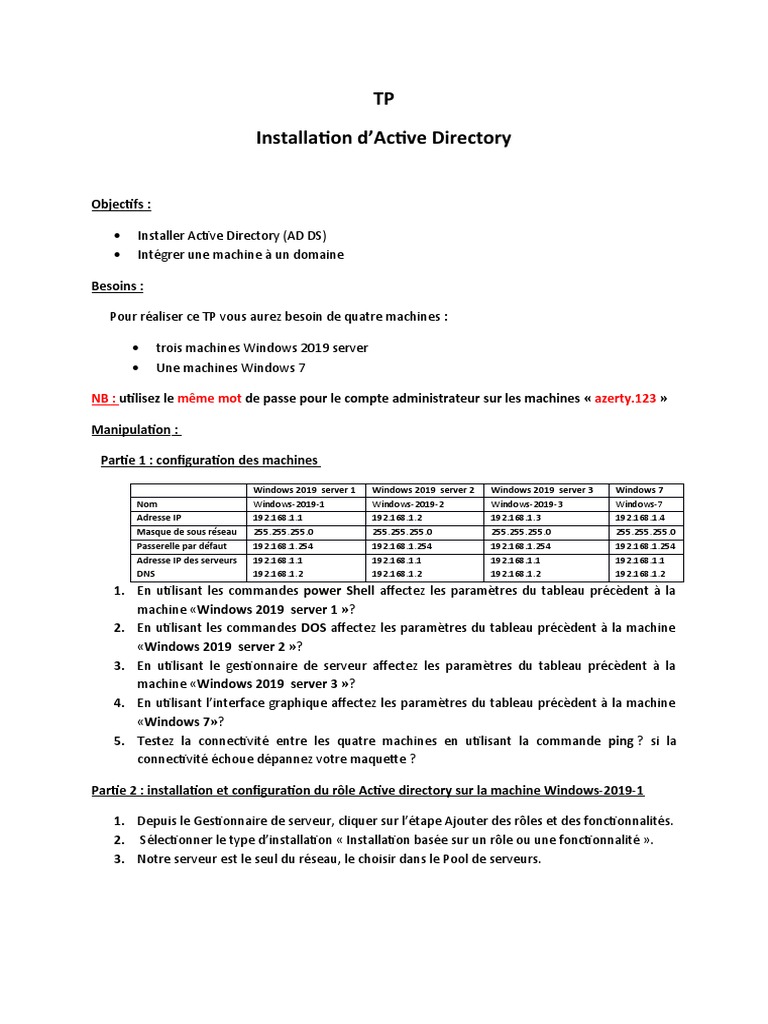 TP4 - Installation D'active Directory | PDF | Active Directory | Microsoft Windows