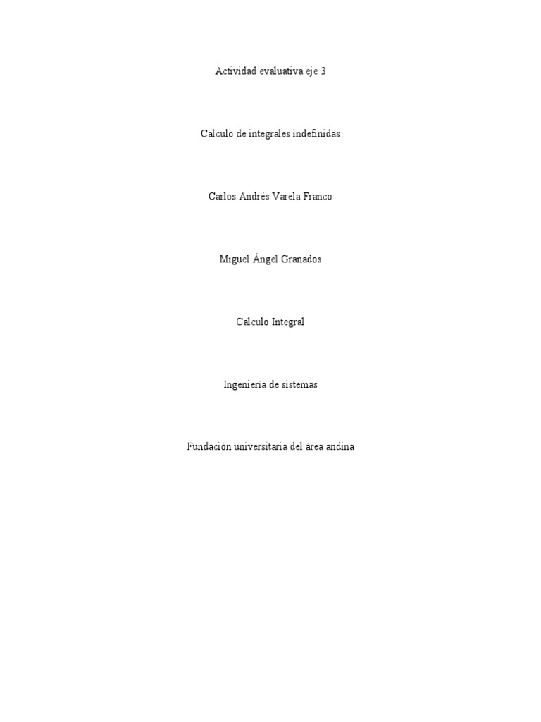 Tarea Eje 3 Calculo | PDF | Integral | Física Matemática