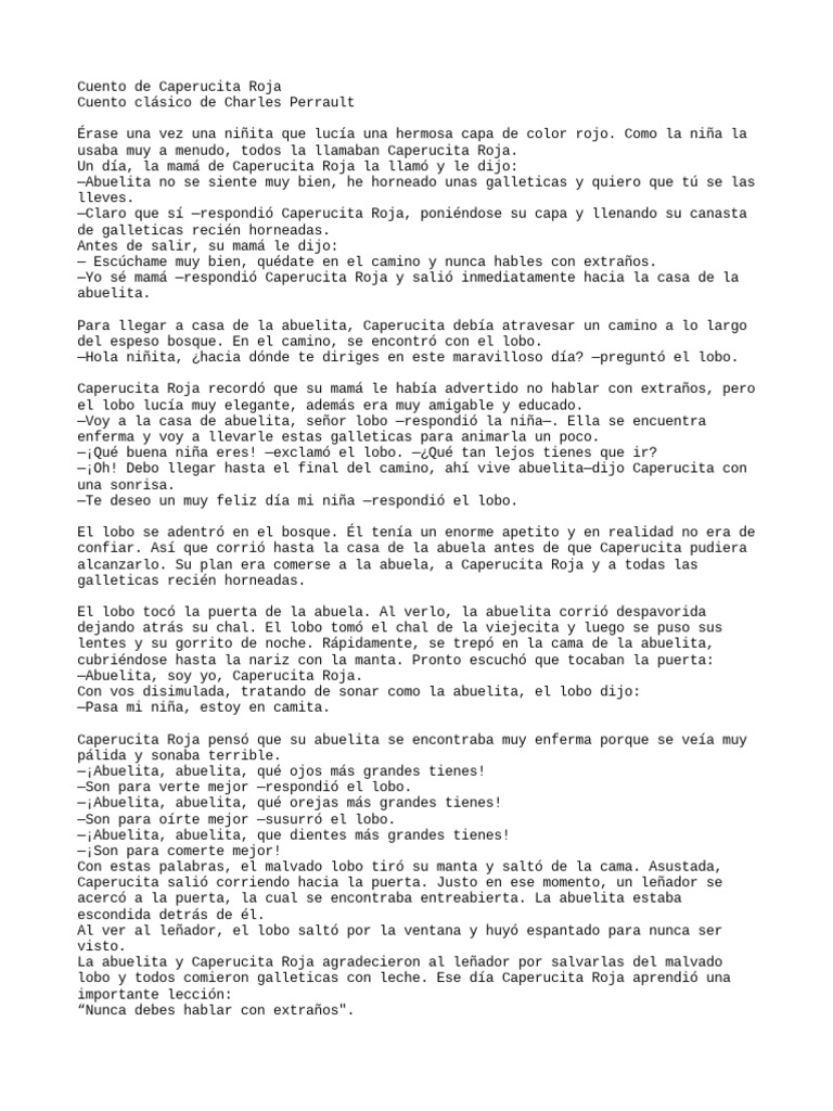 Cuento de Caper | PDF | Caperucita Roja