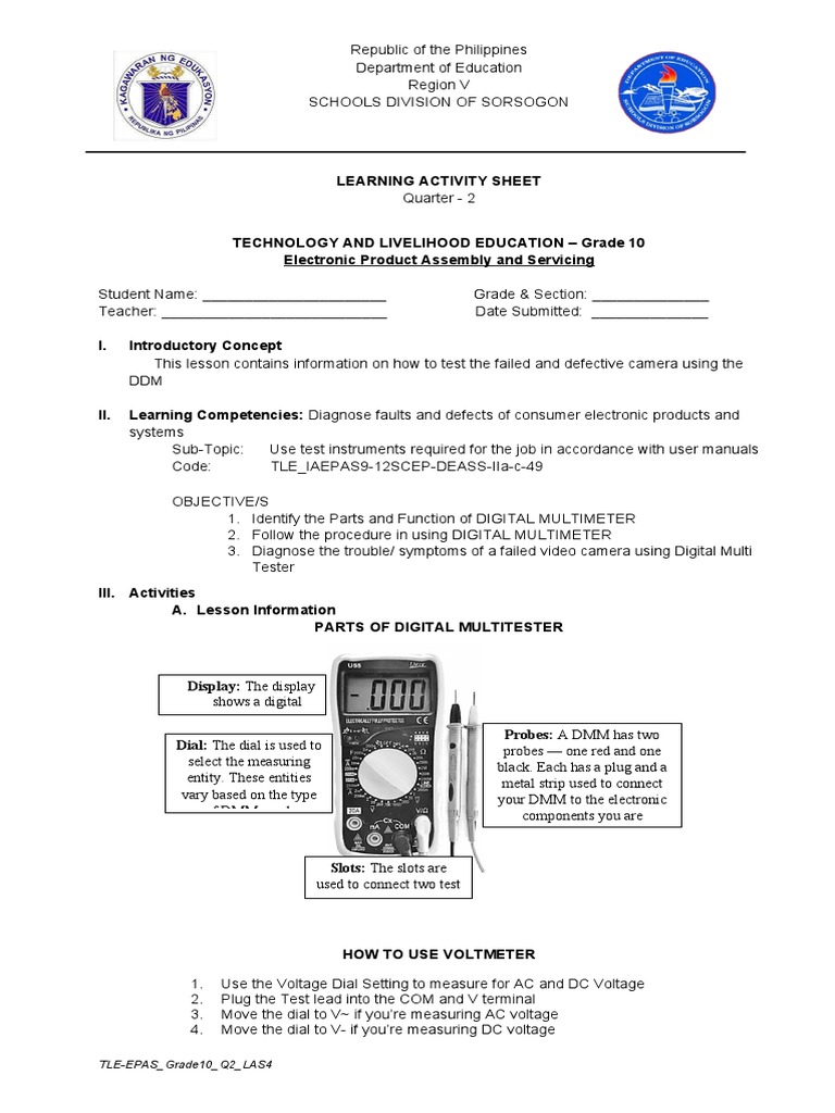 TLE-EPAS Grade10 Q2 LAS4 | PDF | Voltage | Electrical Equipment