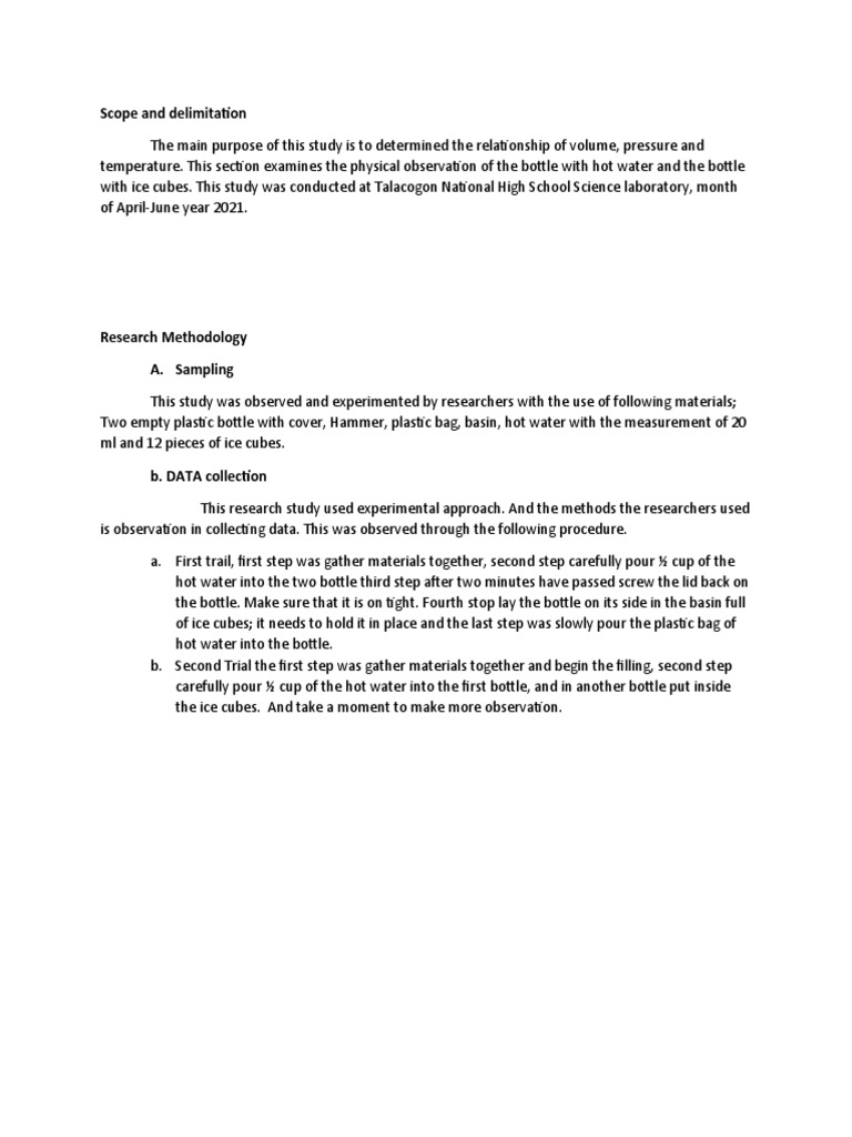 Scope and Delimitation | PDF | Home & Garden | Wellness