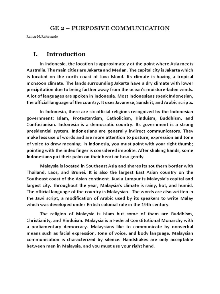 GE2 Purposive Communication Exam | PDF | Malaysia | Indonesia GE2 Purposive Communication Exam | PDF | Malaysia | Indonesia