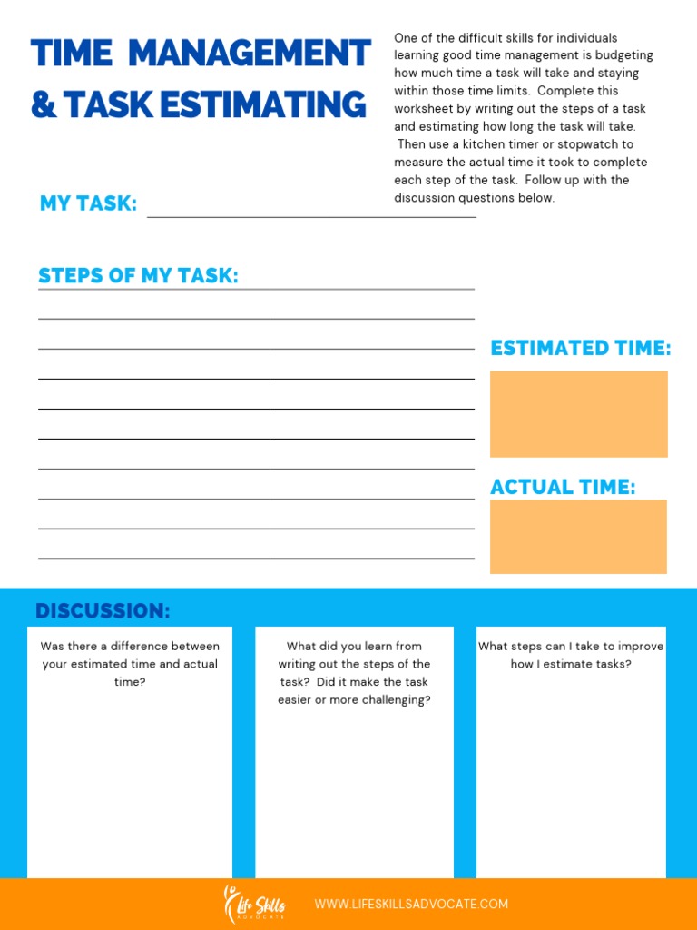 Time Estimation Worksheet | PDF