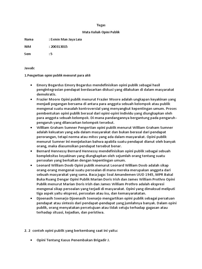 Opini Publik. Tugas 01 | PDF | Sains & Matematika