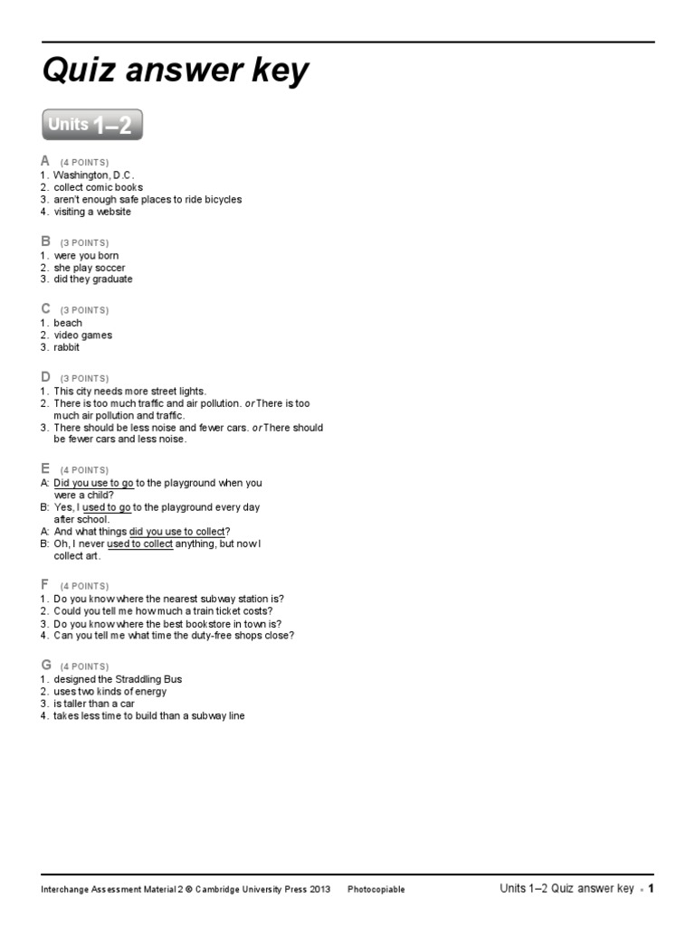 IC4 L2 WQ U1to2 Key | PDF