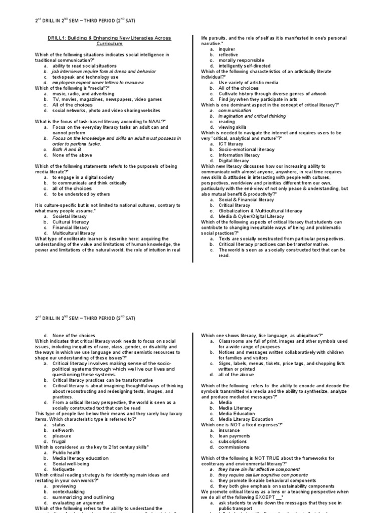 2ND Sat | PDF | Literacy | Media (Communication)