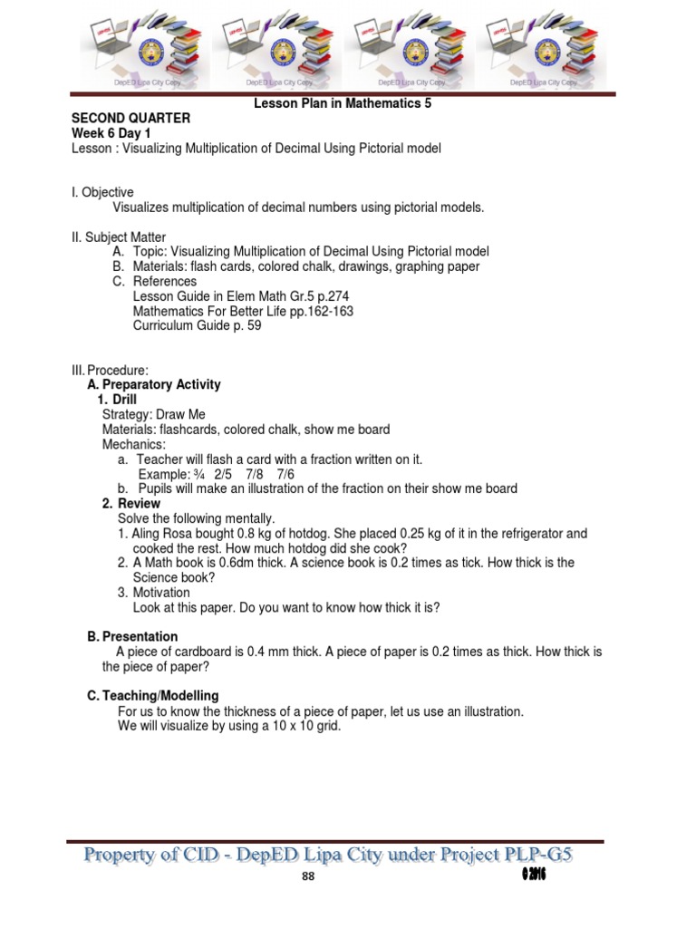 2nd Quarter Math Week 6 (Day 1-5) | PDF | Mathematics | Multiplication 2nd Quarter Math Week 6 (Day 1-5) | PDF | Mathematics | Multiplication