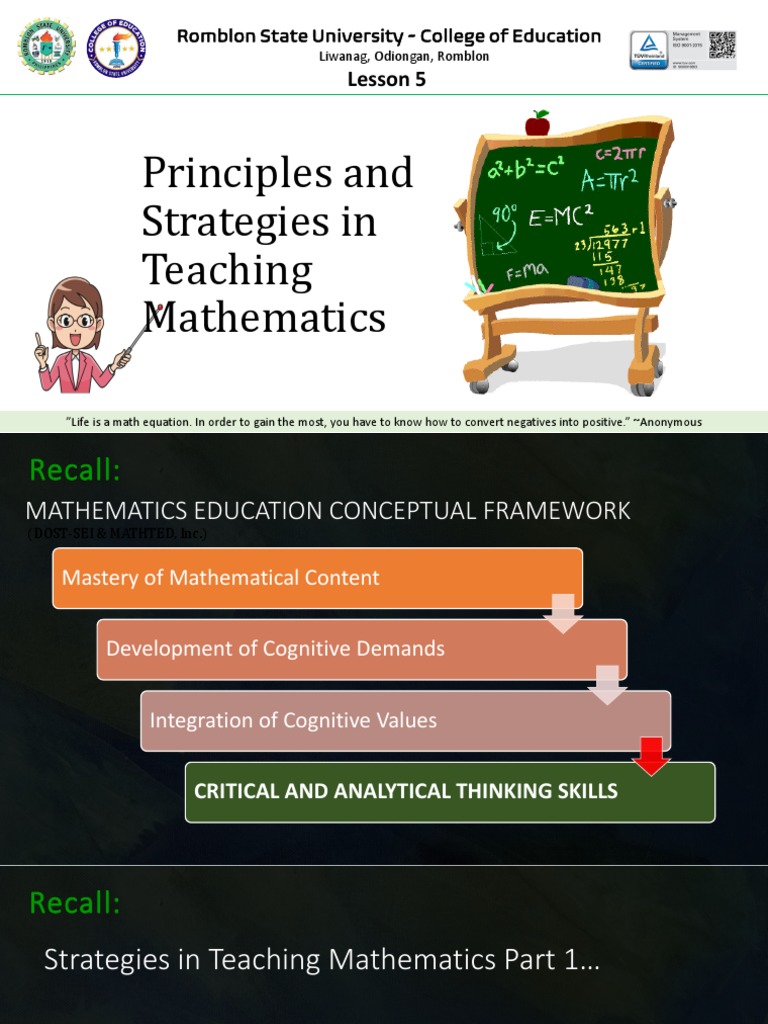 Principles and Strategies in Teaching Mathematics: Lesson 5 | PDF ...