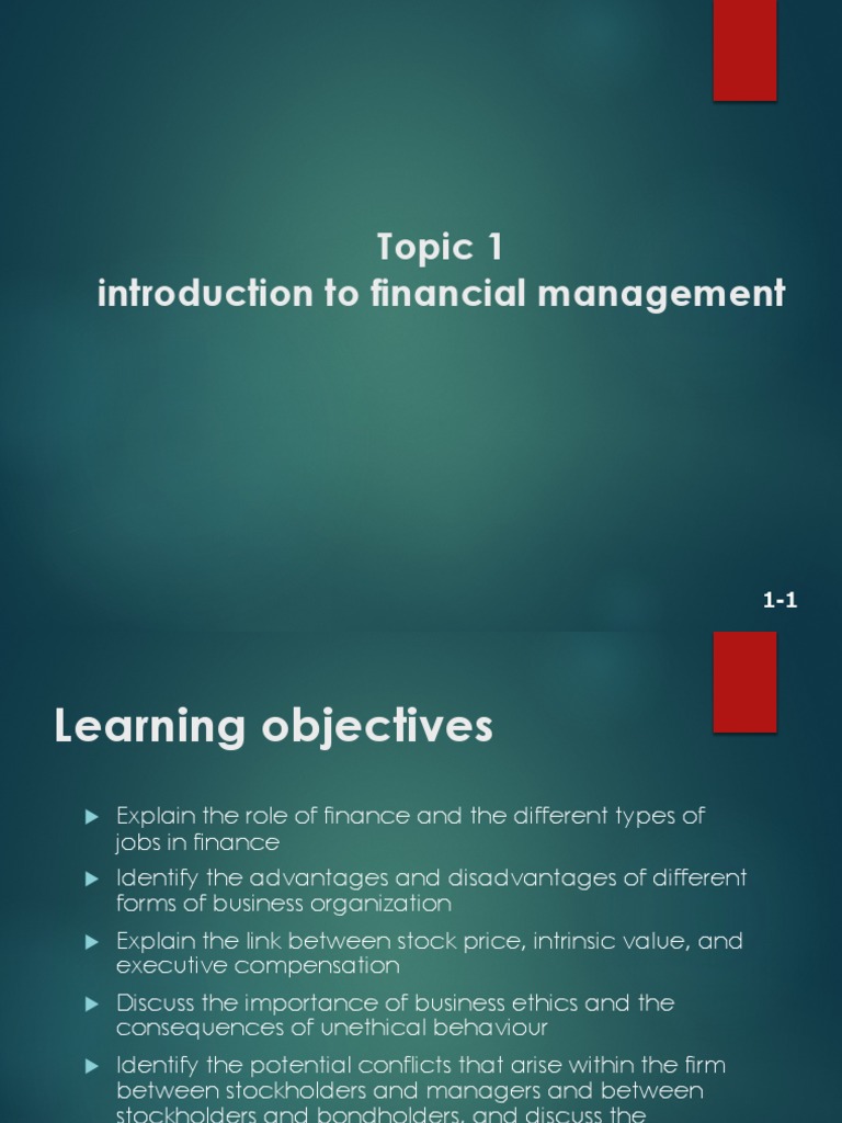TOPIC 1 - Overview of Financial Management | PDF | Investing | Economies