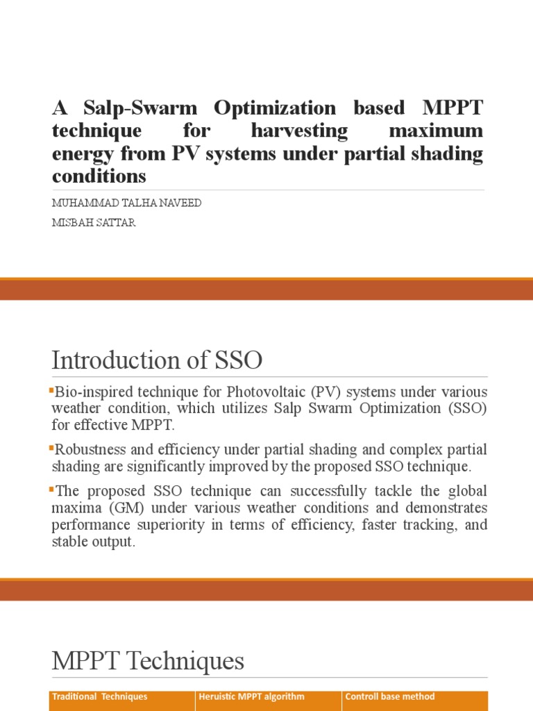 A Salp-Swarm Optimization Based MPPT Technique For Harvesting | PDF | Mathematical Optimization ...