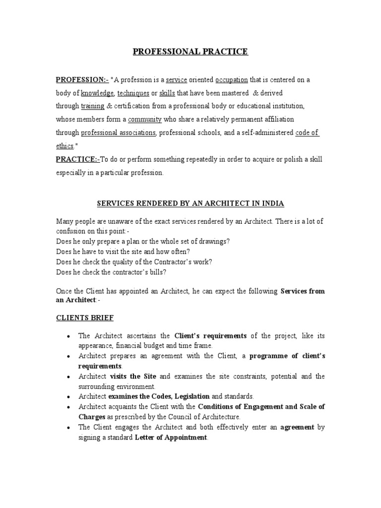 Services of An Architect | PDF | Architect | Specification (Technical Standard)