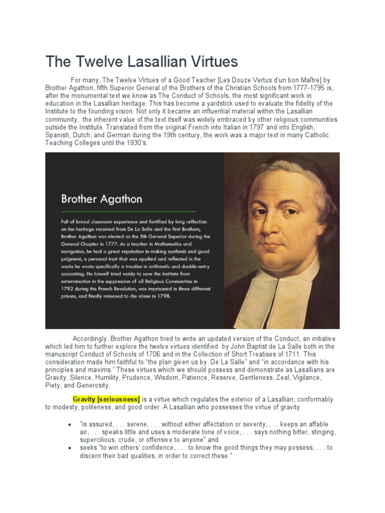 The Twelve Lasallian Virtues | PDF | Virtue | Anger