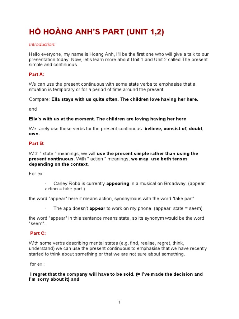 Script - Group 1 - Module - Tenses | PDF | Perfect (Grammar ...