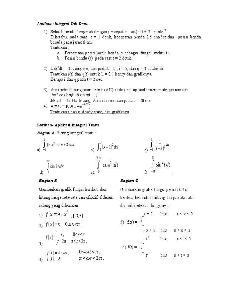 Latihan Aplikasi Integral - Tentu | PDF